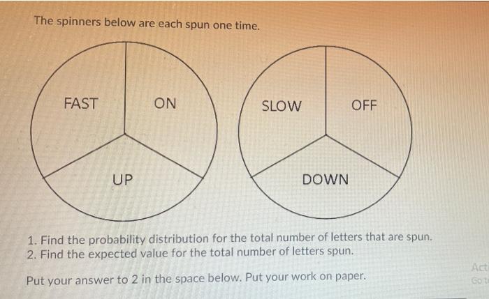 Solved The spinners below are each spun one time. FAST ON | Chegg.com