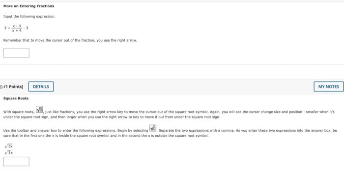 Solved More on Entering Fractions Input the following | Chegg.com