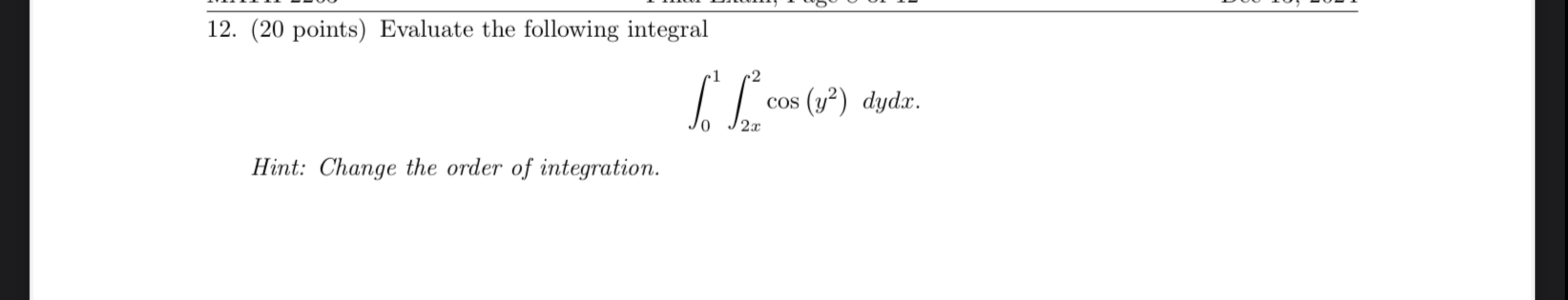 Solved (20 points) Evaluate the following | Chegg.com Solved (20 points) Evaluate the following | Chegg.com