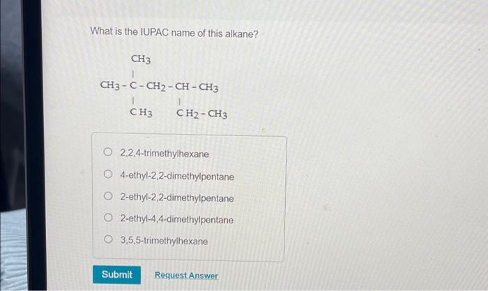 Solved What is the IUPAC name of this alkane? CH3 CH3-C- CH2 | Chegg.com