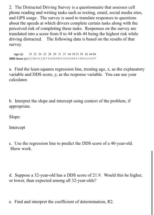 Solved 2. The Distracted Driving Survey is a questionnaire | Chegg.com