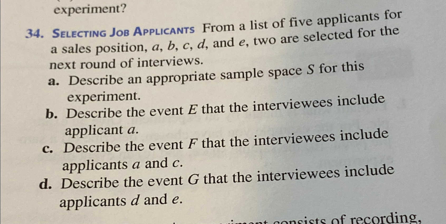 Solved experiment?34. ﻿Selecting Job Applicants From a list | Chegg.com