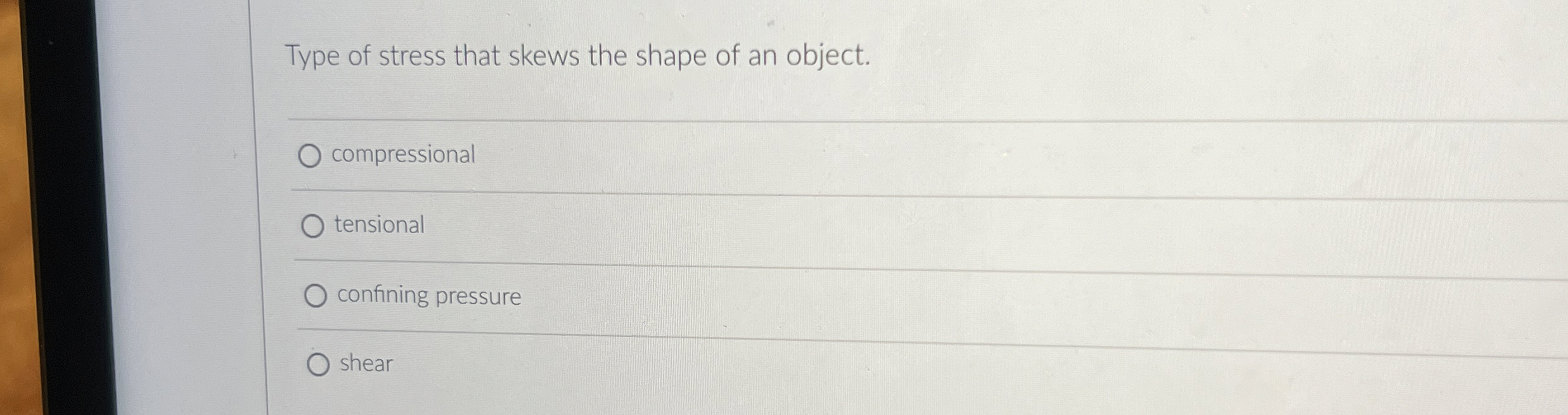 Solved Type of stress that skews the shape of an | Chegg.com