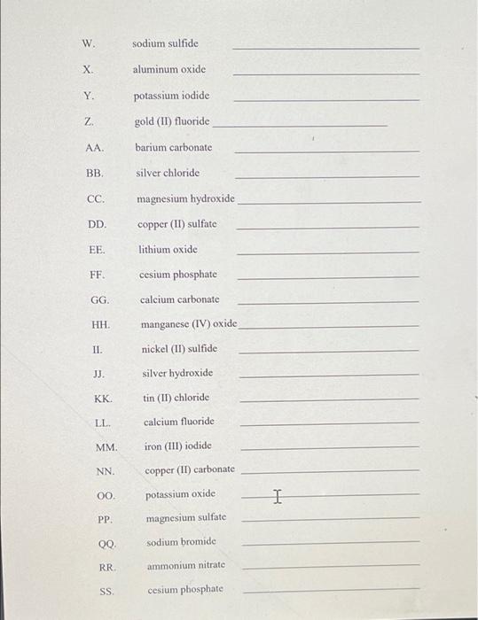 Solved Formula Writing Practice: Write the formula for each | Chegg.com