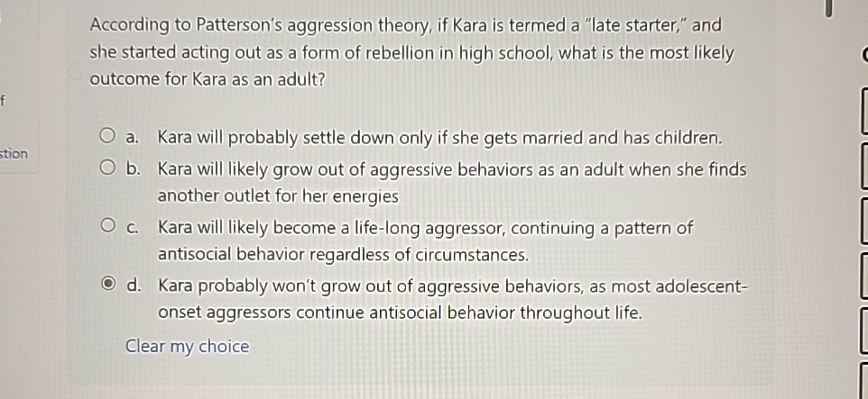 Solved stionAccording to Patterson's aggression theory, if | Chegg.com