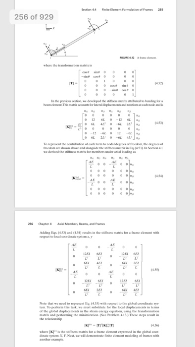 Solved Section 4.4 Finite Element Formulation of Frames 235 | Chegg.com