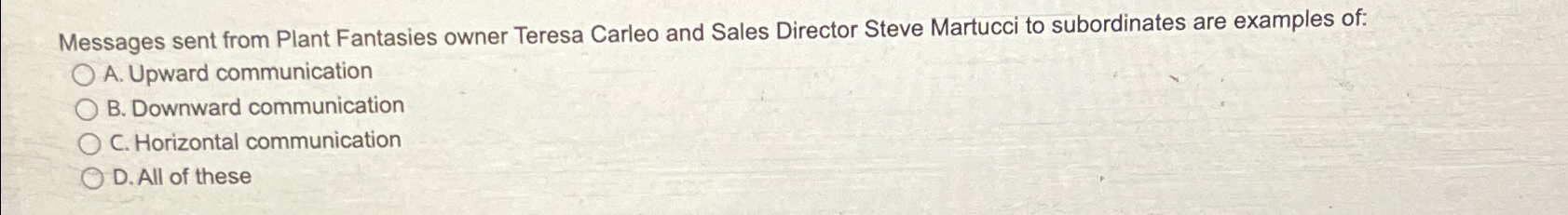 Solved Messages sent from Plant Fantasies owner Teresa | Chegg.com