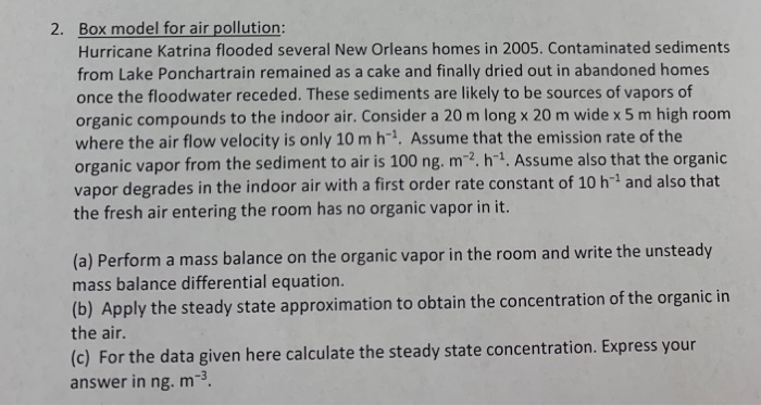 Solved 2. Box model for air pollution: Hurricane Katrina | Chegg.com