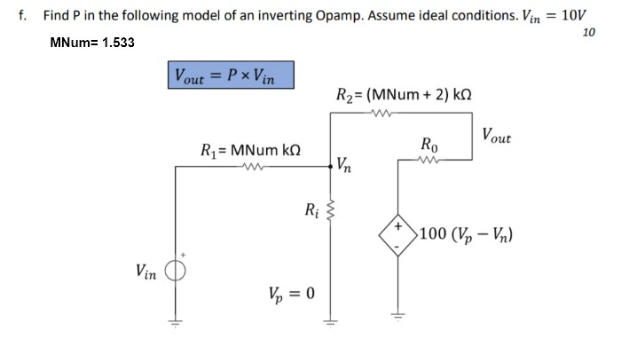 Solved f. Find P in the following model of an inverting | Chegg.com