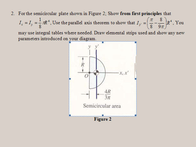 For the semicircular plate shown in Figure 2: Show | Chegg.com