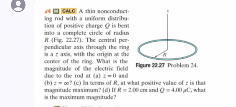 Solved 24 ﻿CALC A thin nonconducting rod with a uniform | Chegg.com