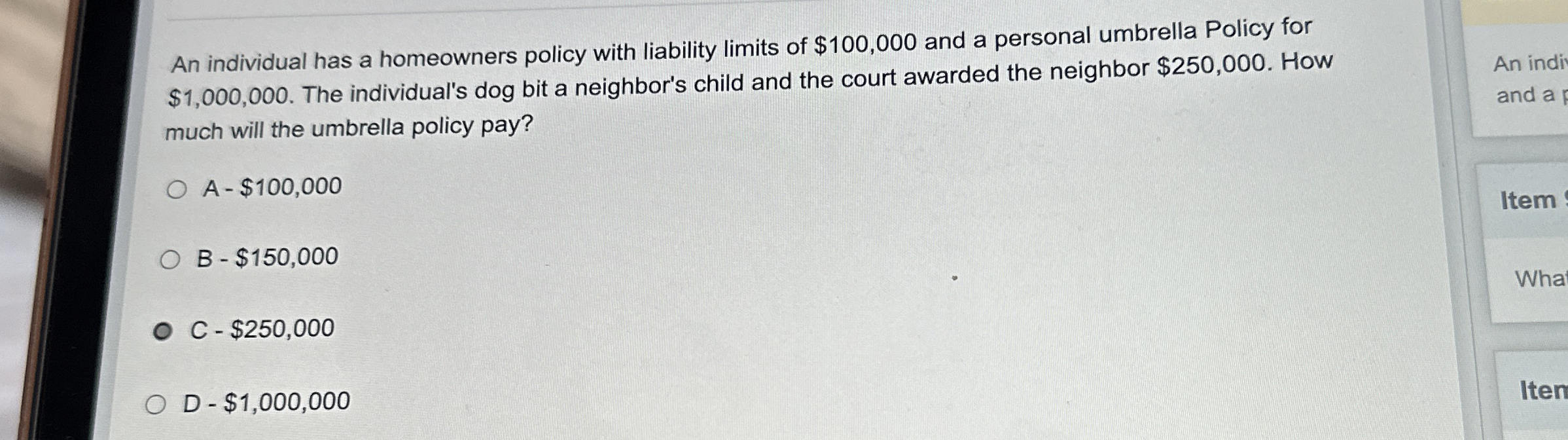 Solved An individual has a homeowners policy with liability | Chegg.com