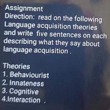 Assignment Direction: read on the following Language | Chegg.com