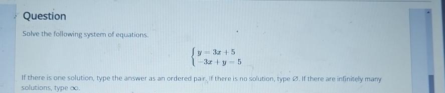 Solved QuestionSolve the following system of | Chegg.com