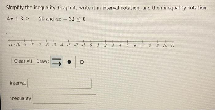 Solved Simplify the inequality. Graph it, write it in | Chegg.com