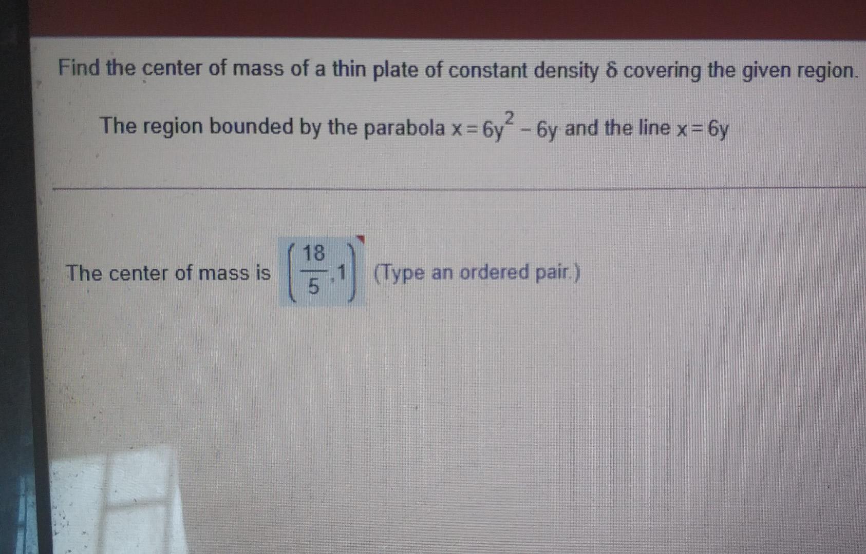 Solved Find the center of mass of a thin plate of constant | Chegg.com