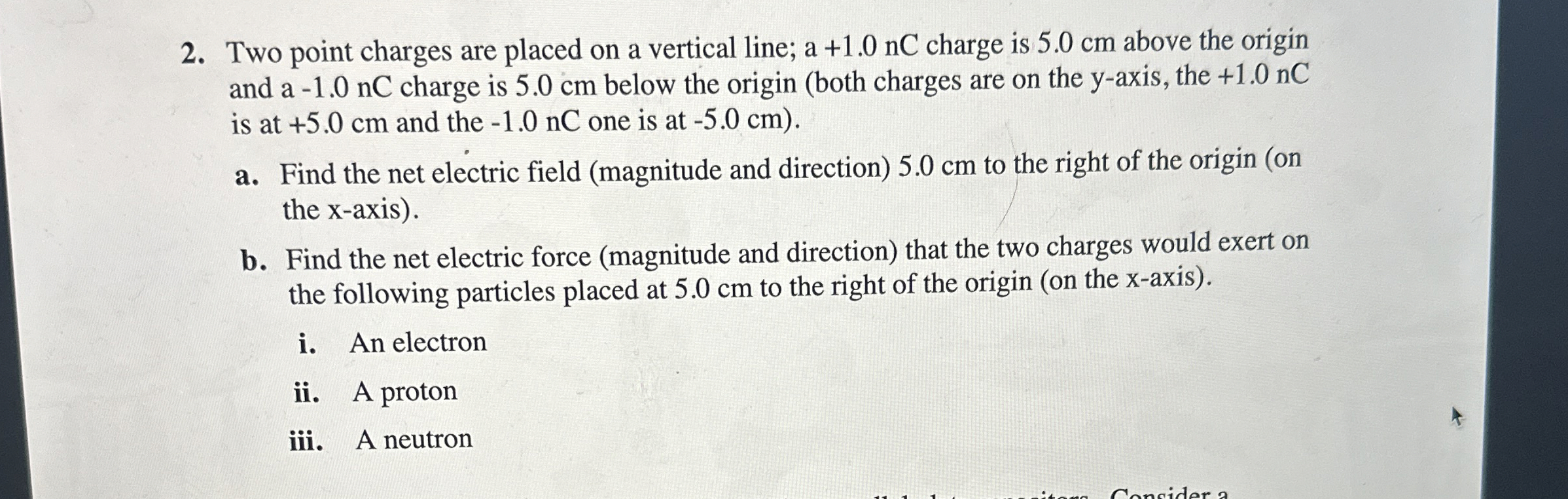 Solved Two point charges are placed on a vertical line; | Chegg.com