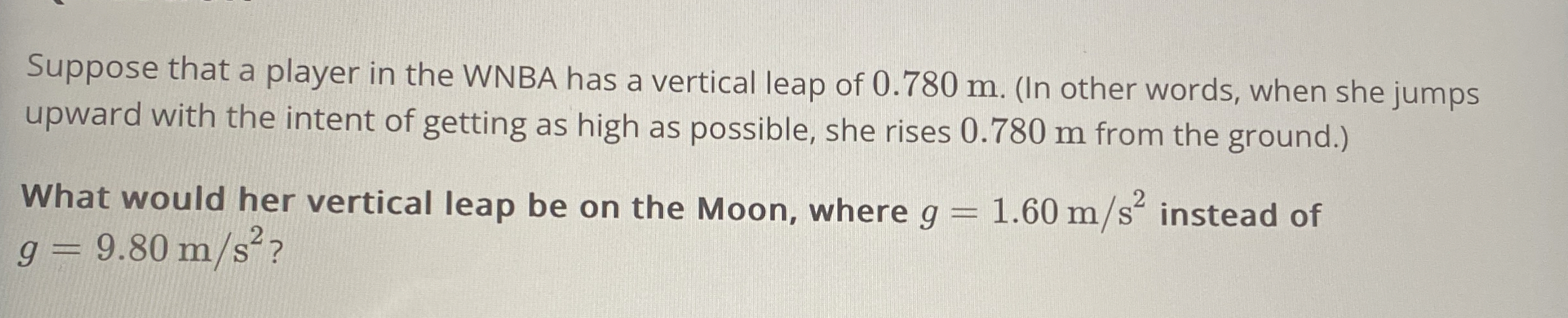 Solved Suppose that a player in the WNBA has a vertical leap | Chegg.com