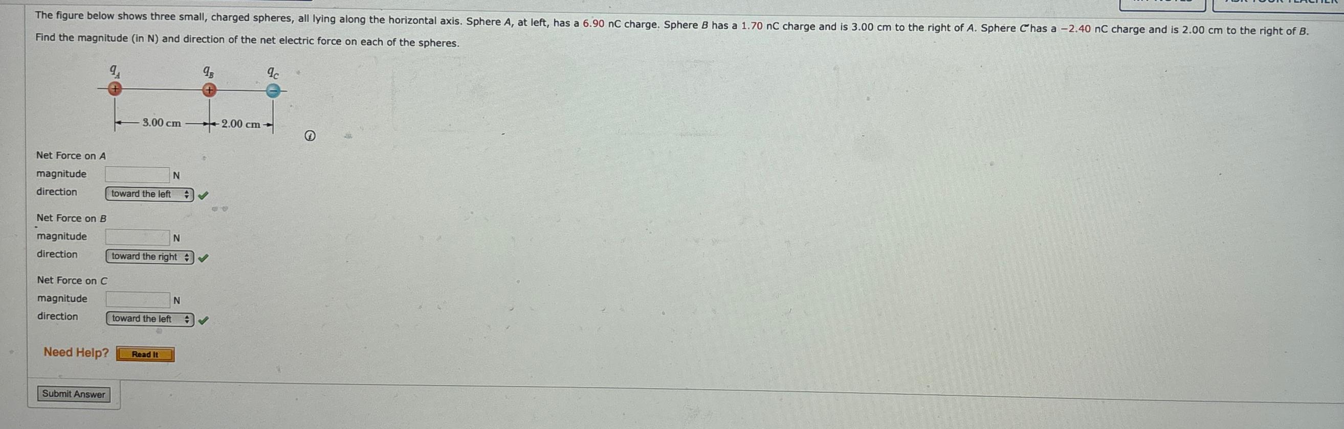 Solved Find the magnitude (in N ) ﻿and direction of the net | Chegg.com