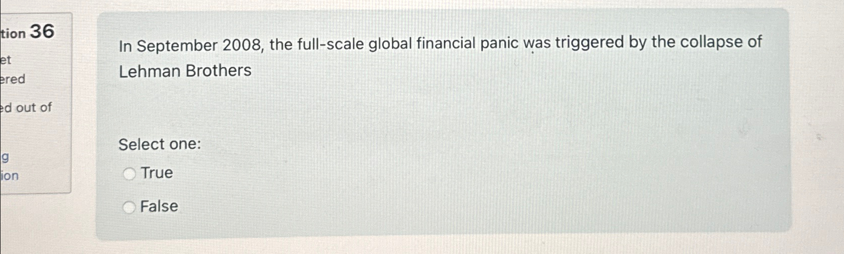 Solved In September 2008, ﻿the full-scale global financial | Chegg.com