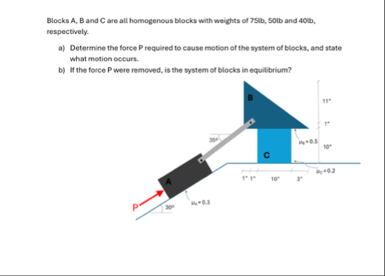 Solved Blocks A,B ﻿and C are all homogenous blocks with | Chegg.com