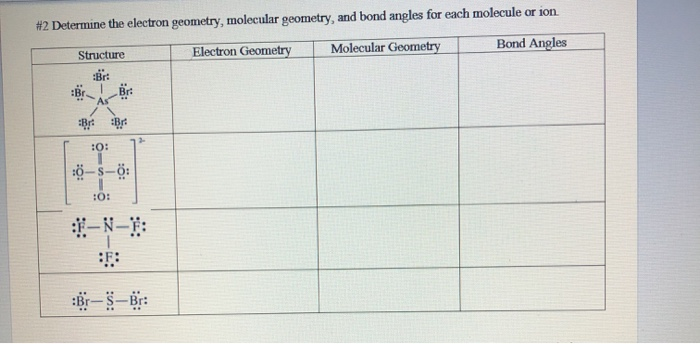 Solved #2 Determine the electron geometry, molecular | Chegg.com