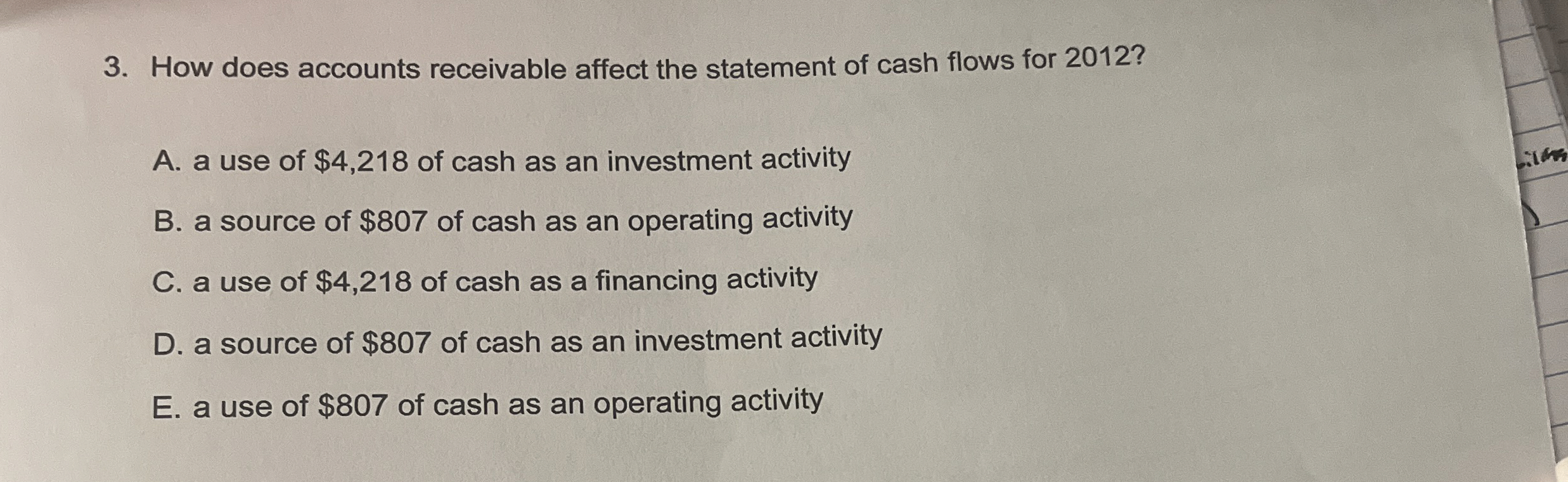 Solved How does accounts receivable affect the statement of | Chegg.com