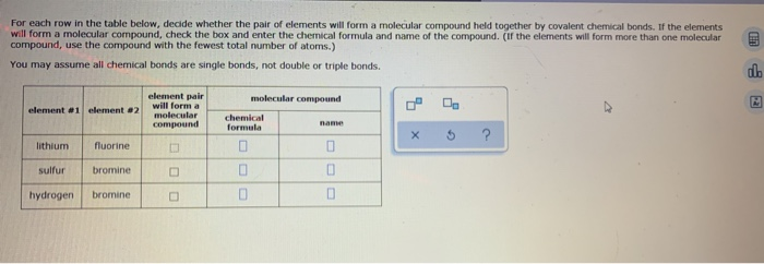 Solved For each row in the table below, decide whether the | Chegg.com