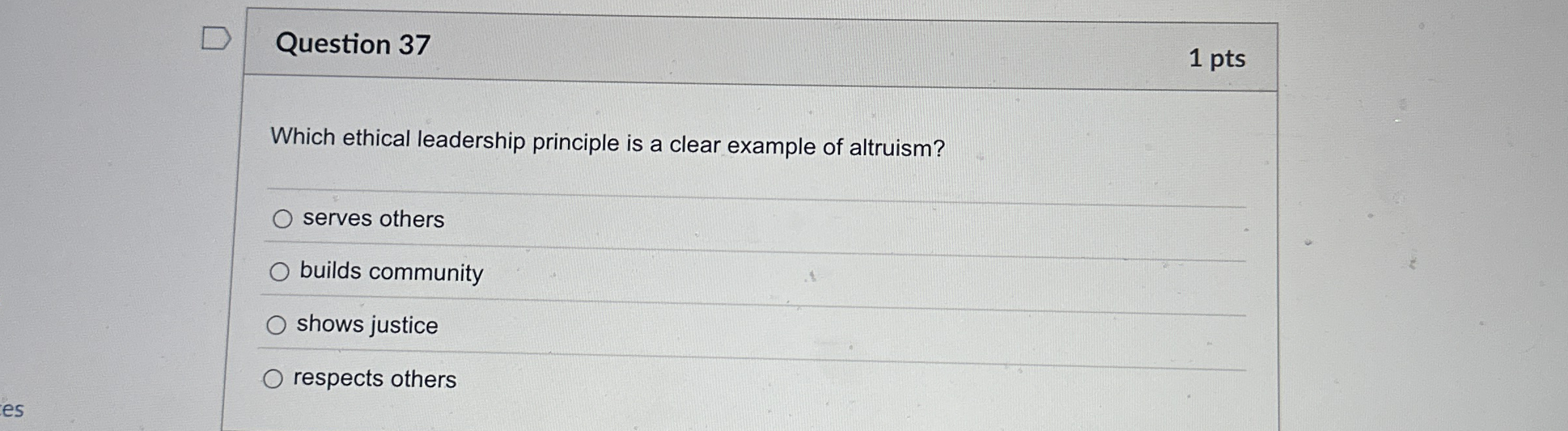 High Quality SOLUTION Question 371 ﻿ptsWhich ethical leadership principle | Chegg.com