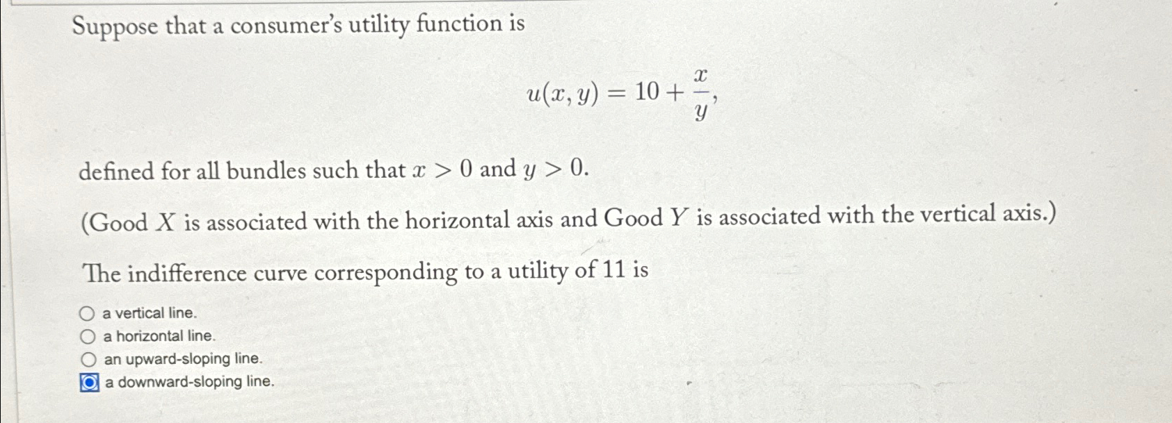Solved Suppose that a consumer's utility function | Chegg.com