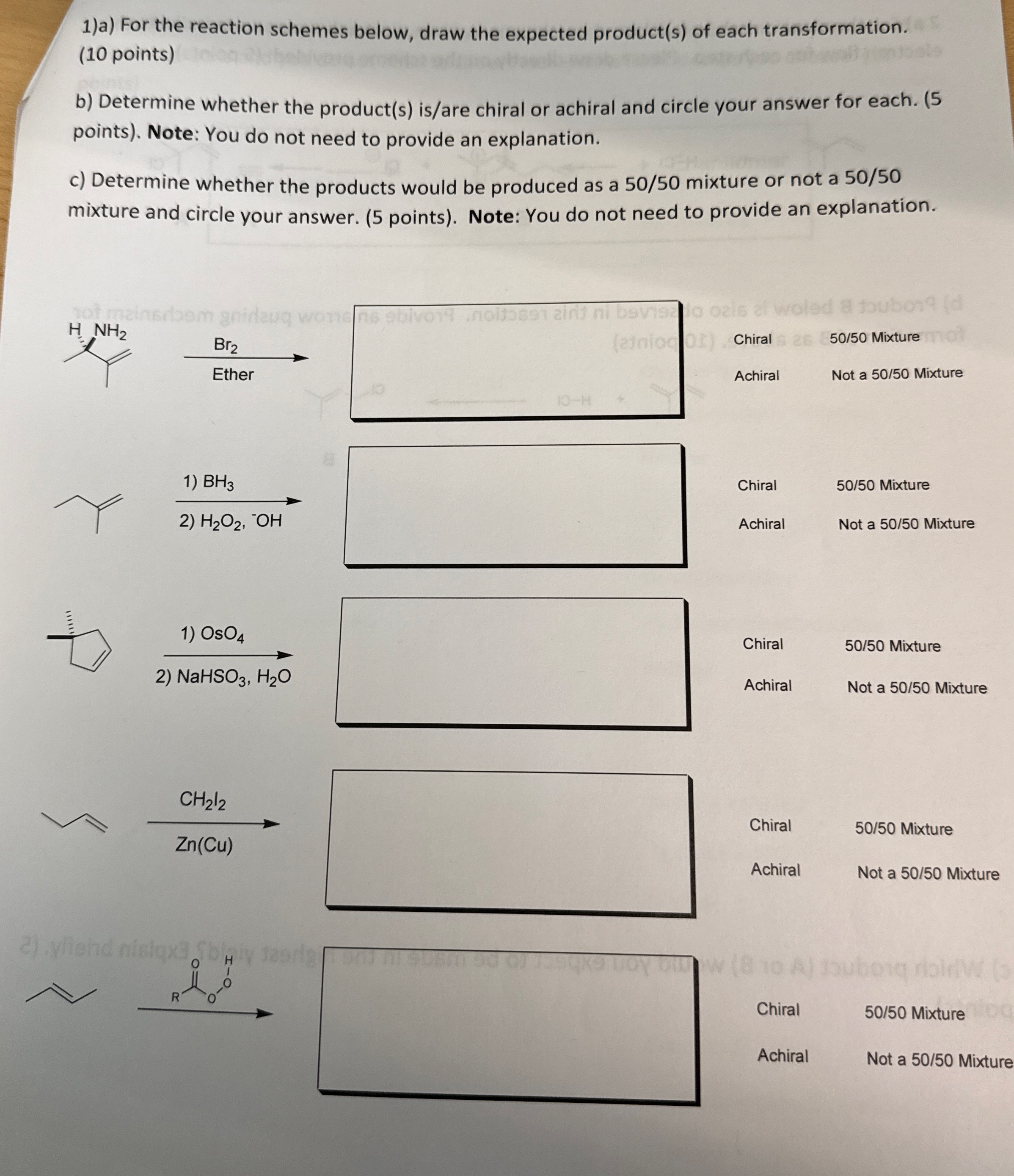 Solved a) ﻿For the reaction schemes below, draw the expected | Chegg.com