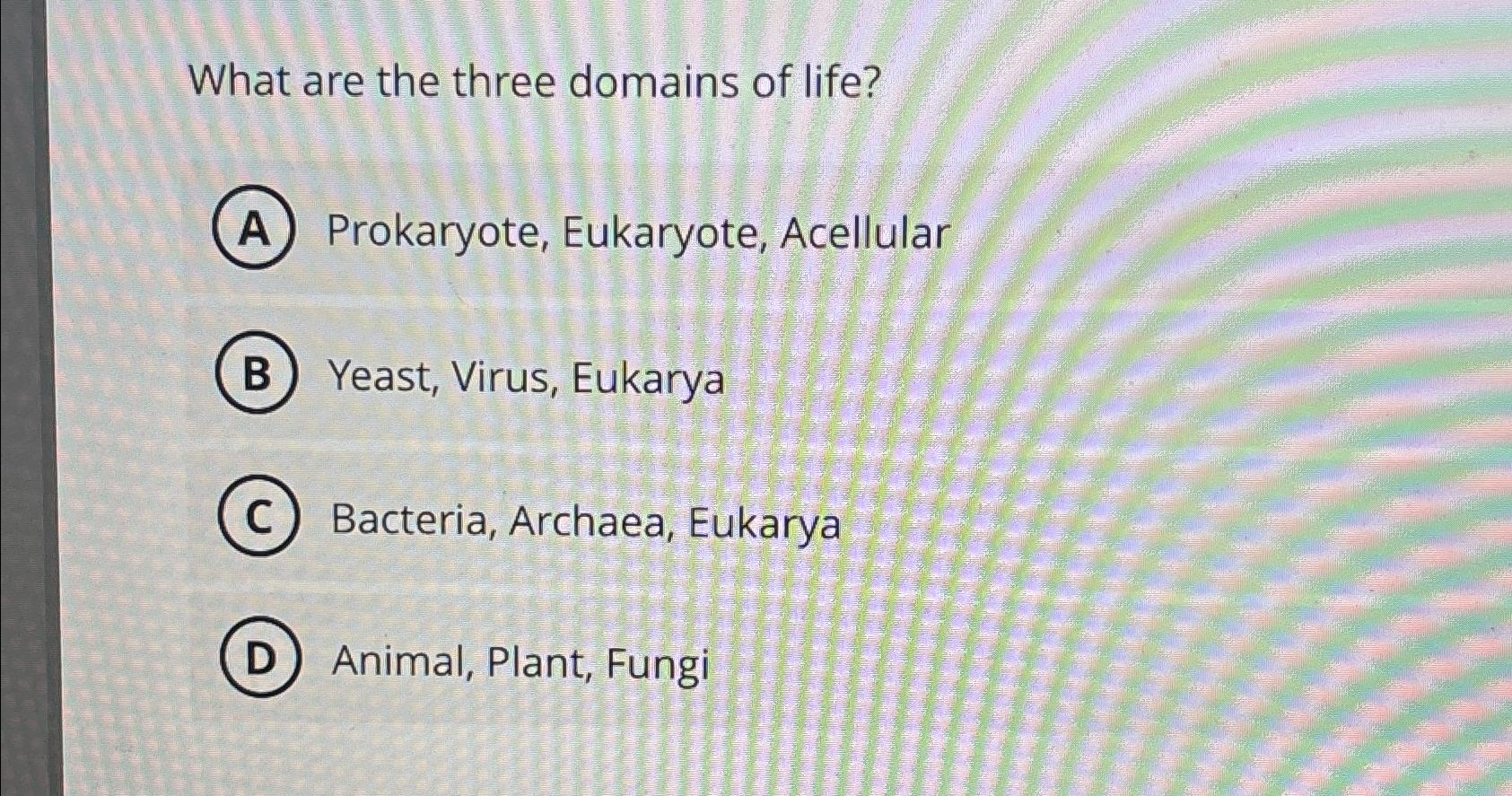 Solved What are the three domains of life?Prokaryote, | Chegg.com