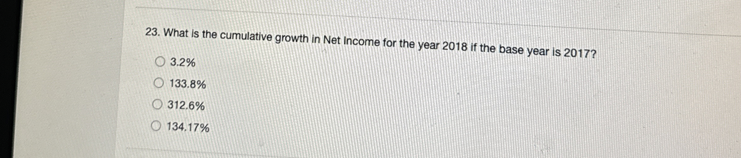 Solved What is the cumulative growth in Net income for the | Chegg.com