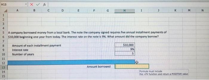 Solved Formula must include the =PV function and return a | Chegg.com