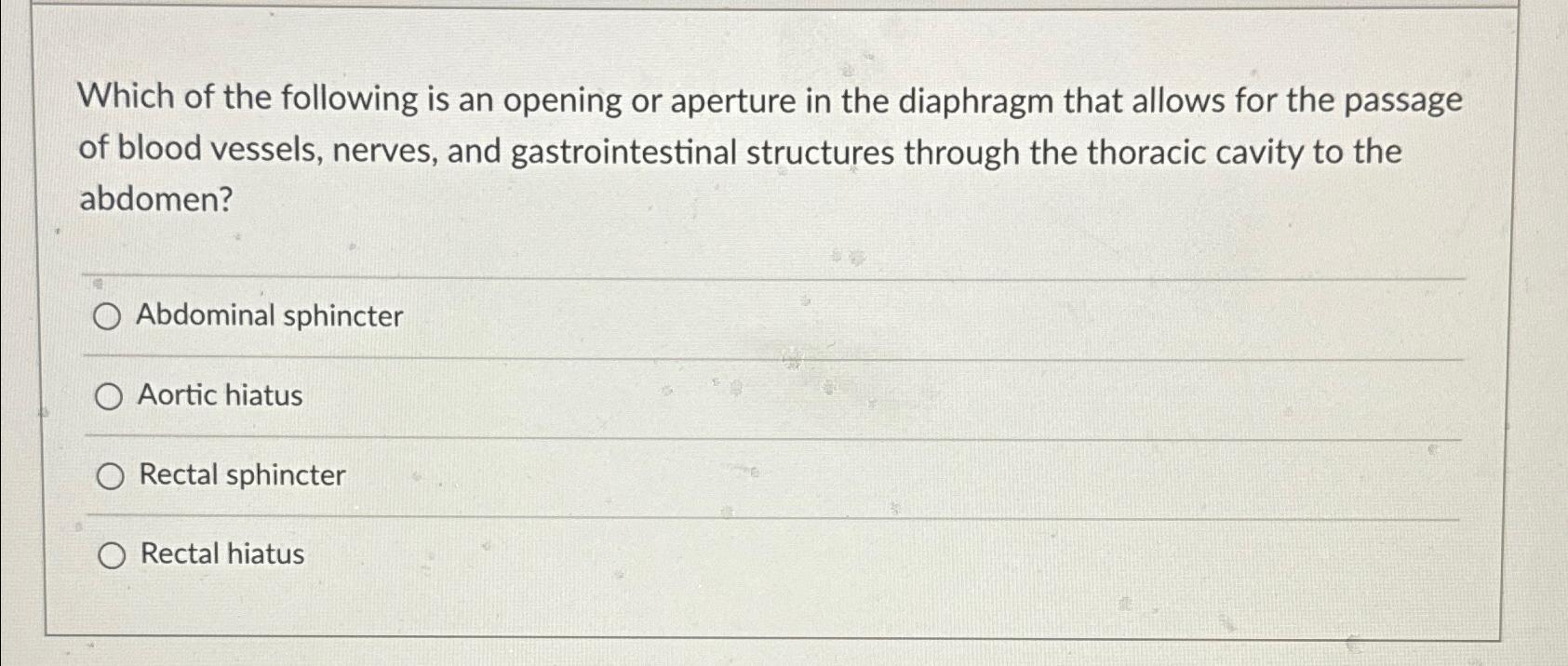 Solved Which of the following is an opening or aperture in | Chegg.com