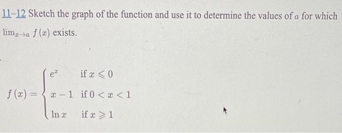 Solved 11-12 Sketch the graph of the function and use it to | Chegg.com