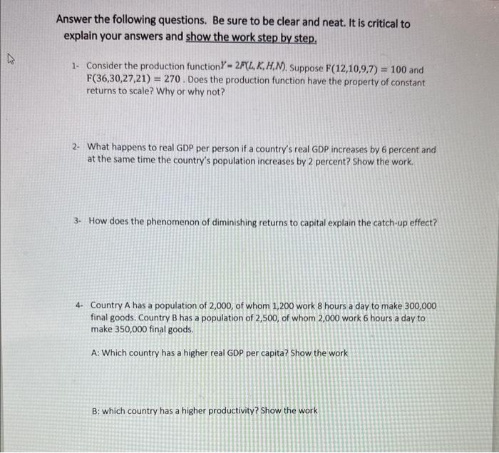 Solved Answer the following questions. Be sure to be clear | Chegg.com