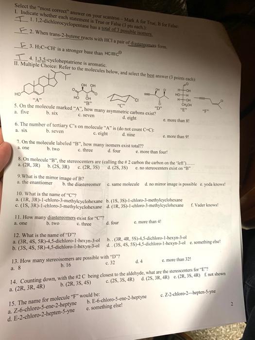 Solved Select the "most correct" answer on your | Chegg.com