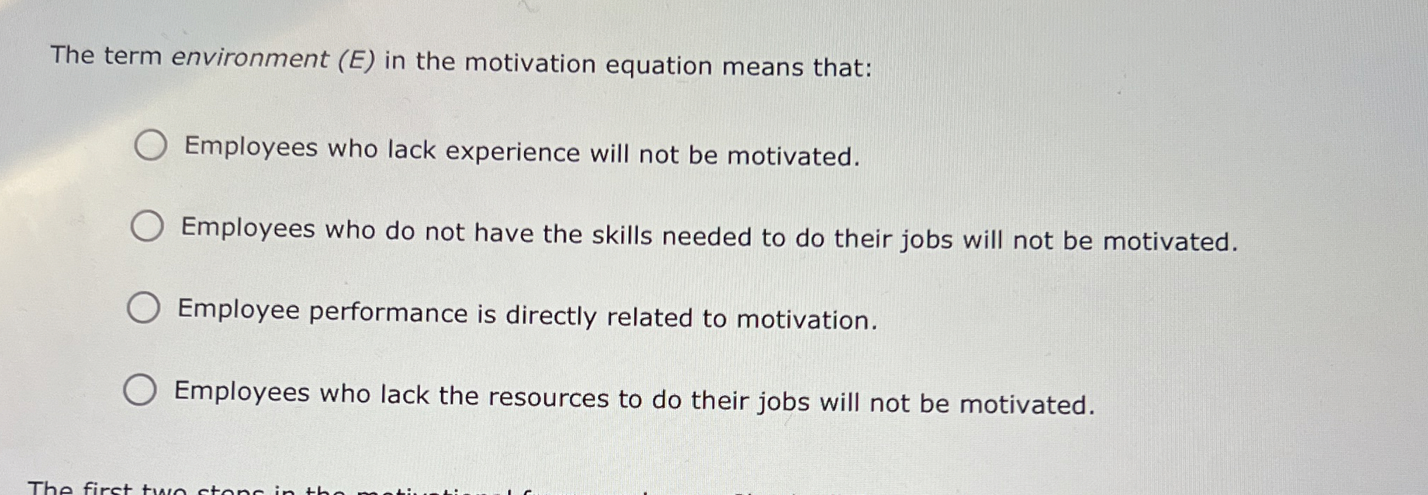 Solved The term environment (E) ﻿in the motivation equation | Chegg.com