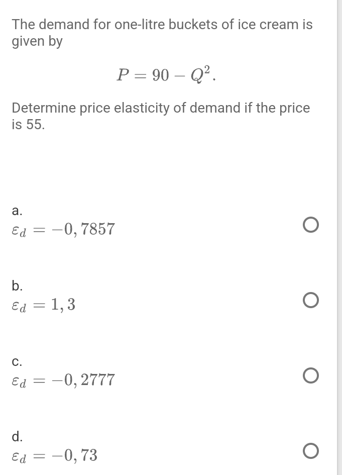 Solved The demand for one-litre buckets of ice cream is | Chegg.com