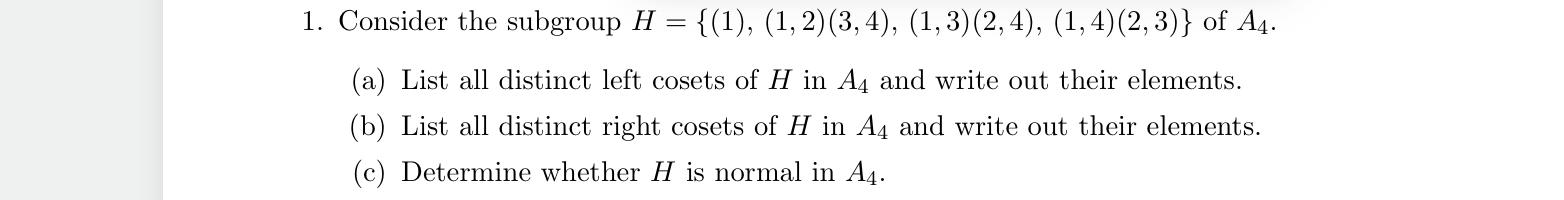 Solved Consider the subgroup | Chegg.com