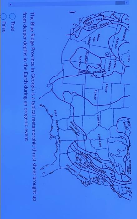 Solved The Blue Ridge Province in Georgia is a typical | Chegg.com