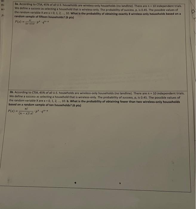 Solved 3a. According to CTiA, 45% of all US. households are | Chegg.com
