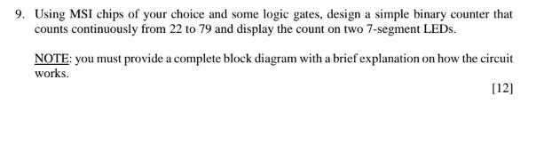 Solved 9. Using MSI chips of your choice and some logic | Chegg.com