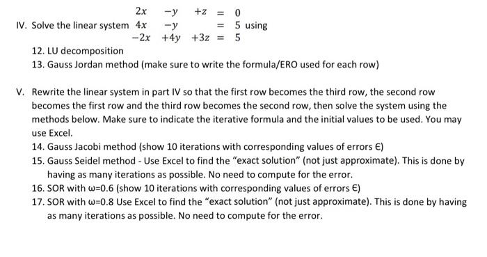Solved 12. LU decomposition 13. Gauss Jordan method (make | Chegg.com