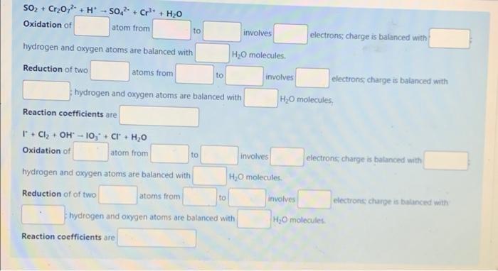 Solved to [+ NO +H -- 12 + NO + H20 Oxidation of two atoms | Chegg.com