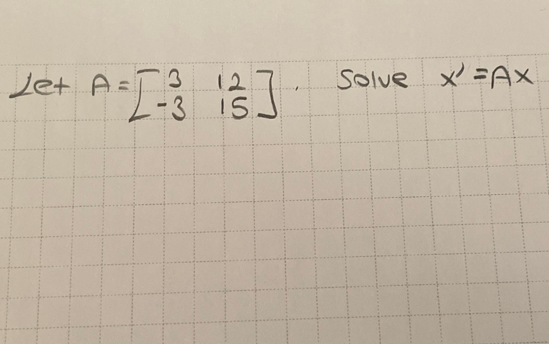 Solved Let A=[312-315]. ﻿Solve x'=Ax | Chegg.com