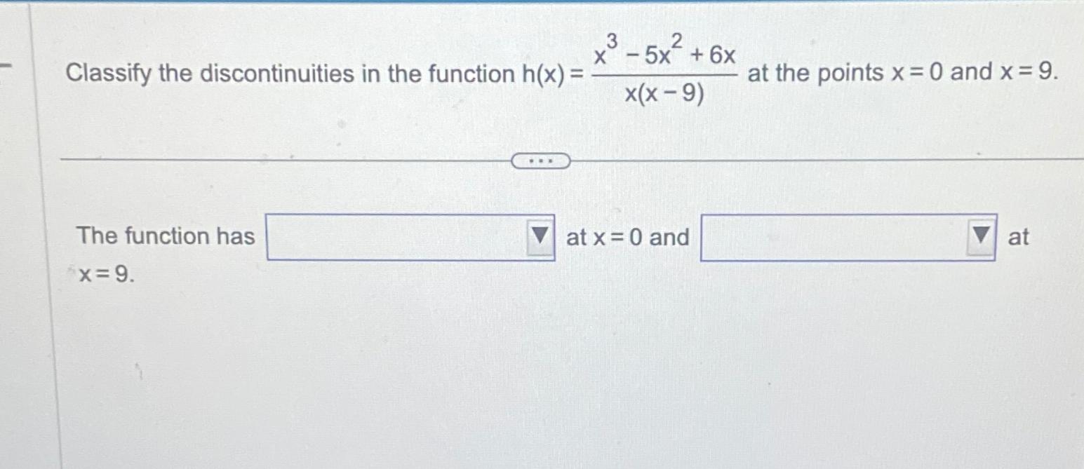 Solved Classify the discontinuities in the function | Chegg.com