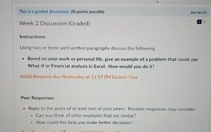 Solved This is a graded discussion: 20 ﻿points possibledue | Chegg.com