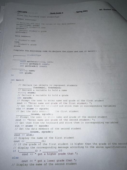 Solved { }; CSCI 1370 Study Guide 3 4) Given the following | Chegg.com